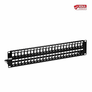 TRENDnet 48-Port Blank Keystone Shielded 2U HD Patch Panel, TC-KP48S, 2U 19” Metal Rackmount Housing, Network Management Panel, Recommended with TC-K06C6A Cat6A Keystone Jacks (Sold Separately)