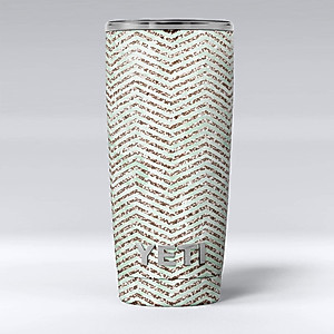 Design Skinz Brown and Green Glimmer Chevron - Skin Decal Vinyl Wrap Kit compatible with the Yeti Rambler Cooler Tumbler Cups