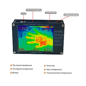Upgraded MLX90640 Infrared Thermal Imager Portable Infrared Thermal Sensor High Accuracy Camera Temperature Tester Detection Non-Contact Measurement Buillt in Battery.