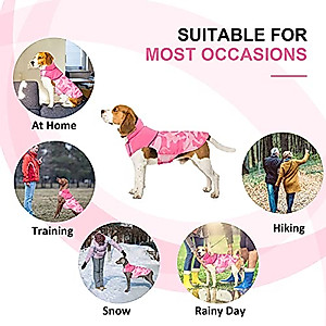 Dora Bridal Reversible Dog Jacket Dog Coat-Camouflage Dog Winter Coat with Leash Hole-Polar Fleece Dog Coats for Small Dogs-Windproof Camo Dog Cold Weather Coats-Winter Coats for Dogs-Camo Pink-s
