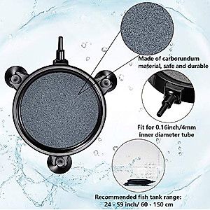Mudder 4 Pieces Round Air Stone Disc Hydroponics Pump Bubble Diffuser Release Tool for Aquarium with 12 Pieces Suction Cups Fish Tank Aerator Air Stone Kit