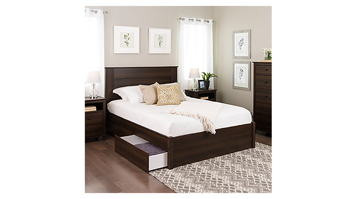 Prepac Select Queen Storage Bed with Drawers - Modern Design