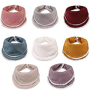 DOSMINE Baby Bandana Drool Bibs 8 Pack Baby Bibs for Boys Girls Adjustable Muslin Baby Bibs Set for Teething and Drooling Multi-Use Scarf Bibs