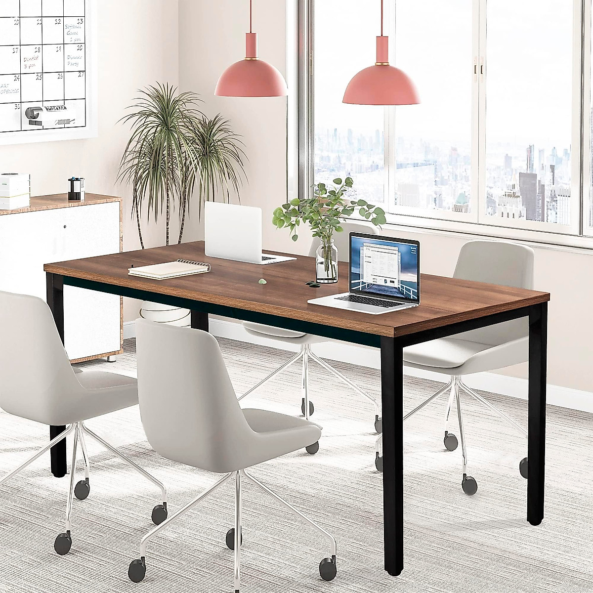 BEST BOARD Writing Computer Desk Modern Simple Study Desk Industrial Style Laptop Table for Home Office Brown Notebook Desk (24x63 Inches)