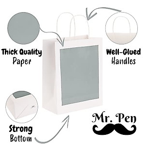 Mr. Pen- Gift Bags, 8 Pack, 8.25"X4.25"X10.5", Bags, Paper Bags, Gift Bags Medium Size, Party Favor Bags, Shopping Bags, Small Gift Bags, Goodie Bags, Candy Bags, Gift Bags Small Size, White Paper Bag