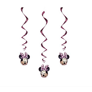 Unique Minnie Mouse Hanging Swirl Decorations - 26" | Pink | 3 Pcs