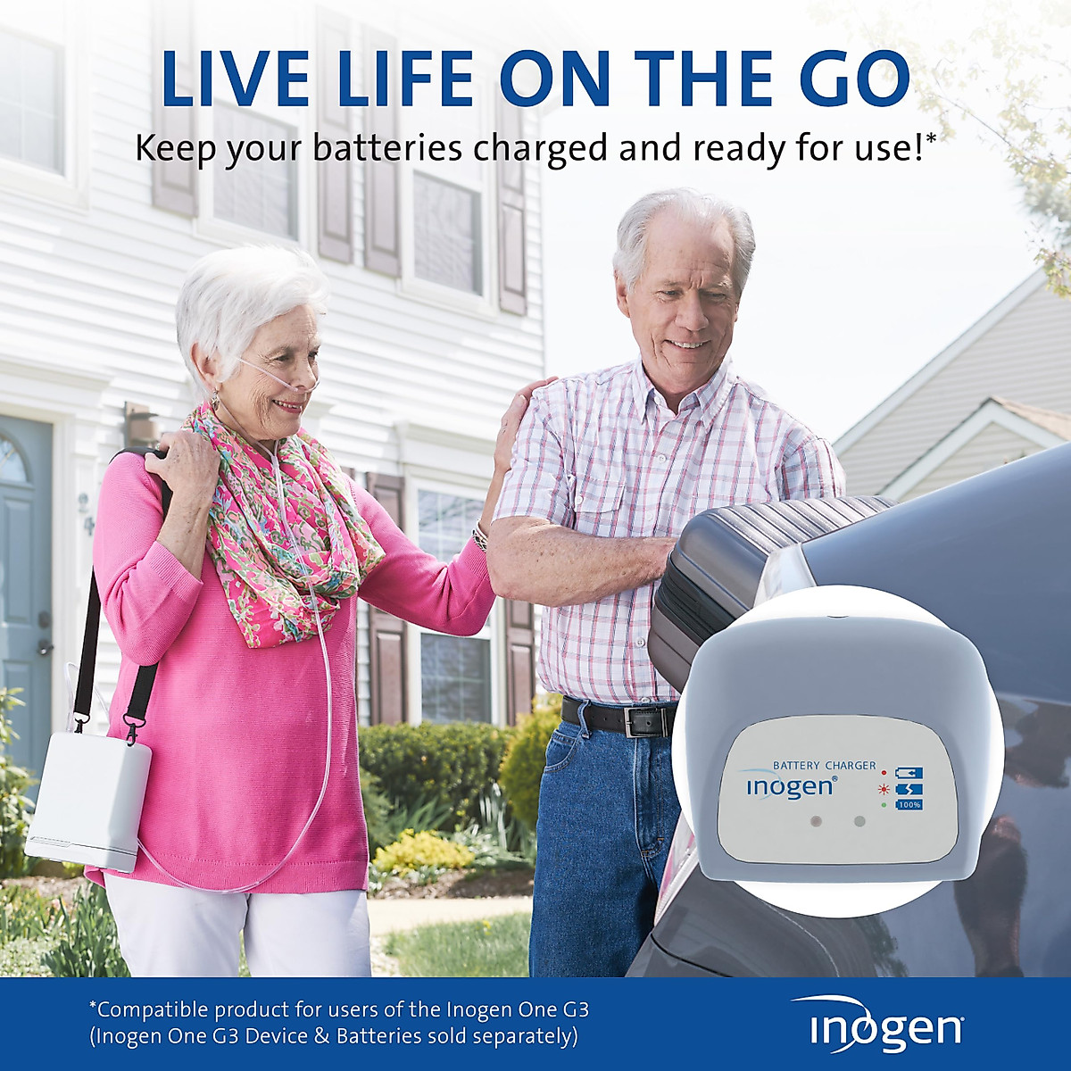 Inogen One G3 External Battery Charger - Lightweight and Portable Charging for The Inogen One G3-0.12 lb. - 3.13 in. W x 2.75 in. L x 1 in. H