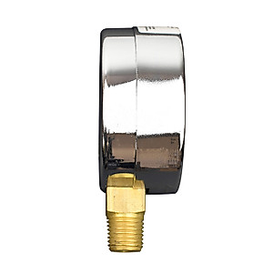 CARBO Instruments 2-1/2" Pressure Gauge, Chrome Plated Steel Case, Dry, Compound Vacuum -30 Hg - 0-30 psi Lower Mount 1/4" NPT