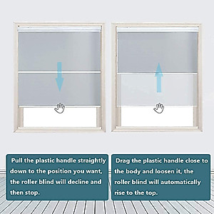 Persilux Roller Window Shades Cordless Window Blinds (37" W x 72" H, Light Grey) 100% Blackout Roller Shades UV Protection Energy Saving Shades for Home, Bedroom and Office, Easy to Install