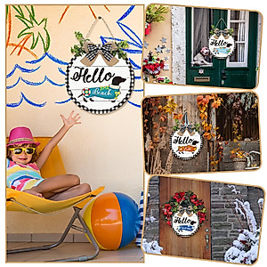 Glenmal 16 Pcs Seasonal Interchangeable Dachshund Door Decor Cute Replaceable Easter Welcome Sign Seasonal Farmhouse Front Door Signs Wood Home Sign(White with Plaid Frame)