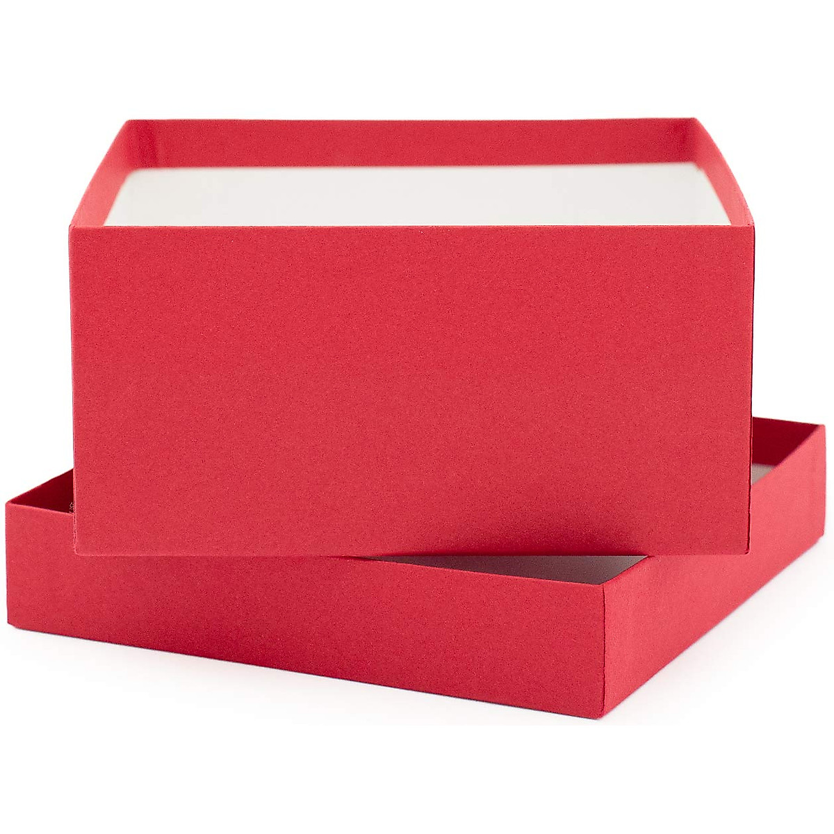 Made in USA Recycled Paper Kraft Boxes – 6.25”, 7.25” & 8.25” – Nested Squared Boxes with Lids (Large Set of 3 - Wild Cherry Red)