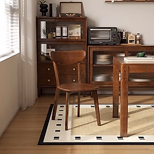 Wayshome Dining Chairs, Kitchen Chairs, 100% Oak Solid Wood Modern Chair with Curved Backrest Kitchen & Dining Room Chairs Modern Chair for Living Room (Walnut)