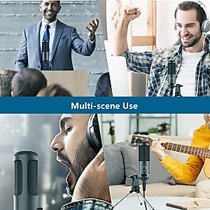 USB Microphone, Travor Metal Condenser Recording Microphone for Laptop MAC or Windows Cardioid Studio Recording Vocals, Voice Overs,Streaming Broadcast and YouTube Videos