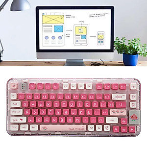 ASHATA Pink Mechanical Keyboard, Bluetooth Cute Keyboard, 2.4G Wireless Type C Wired Gaming Keyboard with RGB Backlight for iOS for Windows