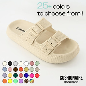 CUSHIONAIRE Women's Fame recovery cloud slide sandals with +Comfort, White 8