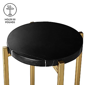 Urban Lifestyle Marble Side Drink Table, Black ‎8.5 in x 8.5 in x 22.5 in