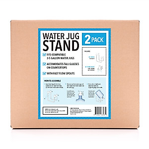 [4 PC Set] 2PC Water Container Stand & 2PC 55MM Water Valves - Extra Tall Water Gallon Dispenser - Water Dispenser for 5 Gallon Bottle & 3 Gallon Water Bottle - 3 Gallon Water Jug Stand