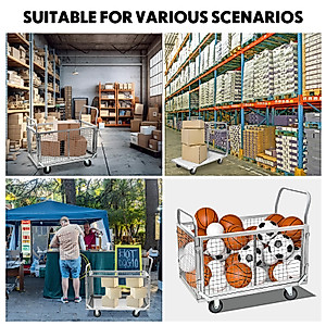 Datanly Platform Truck Cart with Cage, Large Foldable Flat Cart Heavy Duty Push Cart Dolly Load 1600lbs Hand Truck Dolly Cart with Swivel Casters Flatbed Cart for Grocery Moving Laundry (39" x 24")