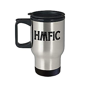 HMFIC Coffee Cup Travel Mug Head Mother Fucker In Charge Funny Mug for Boss Gag Gift for Men and Women Office Gift for Manager Supervisor
