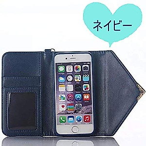 Glow Co., Ltd. 405-1-01 iPhone 12 with Strap, Multi-Functional Storage, Notebook Type Case, Navy, Tempered Glass & Stylus Pen Included