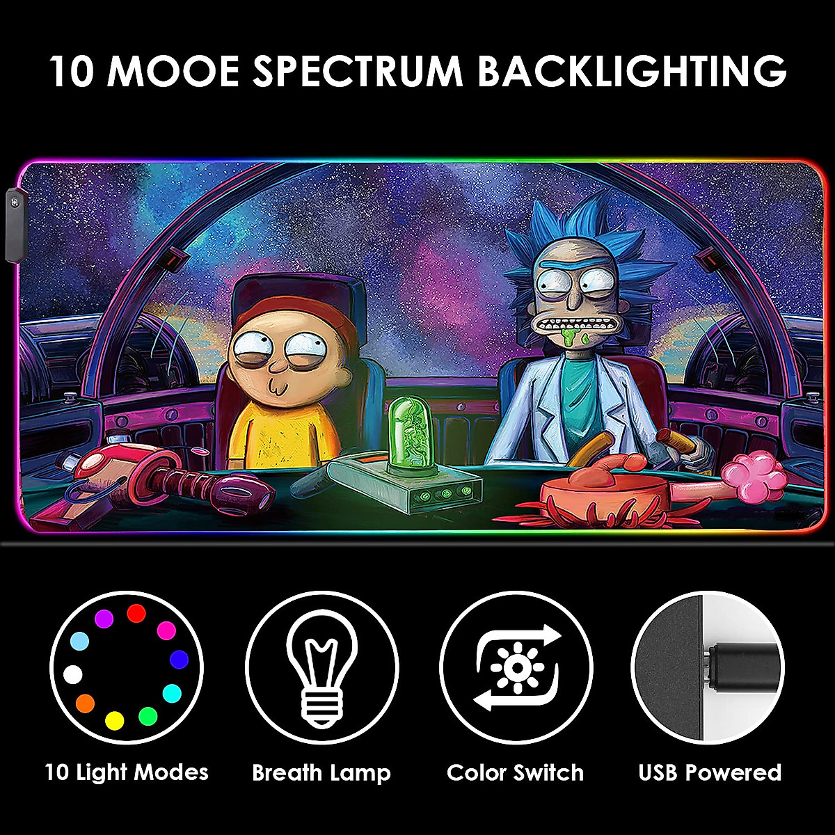 Bimormat RGB Mouse Pad LED Light Gaming Mouse Pad with Rubber Base Colorful Computer Carpet Desk Mat for PC Laptop (35.4 * 15.7 inch) (90x40rgfeidie)