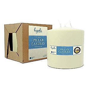 HYOOLA Ivory Three Wick Large Candle - 6 x 6 Inch - Unscented Big Pillar Candles - 146 Hour - European Made