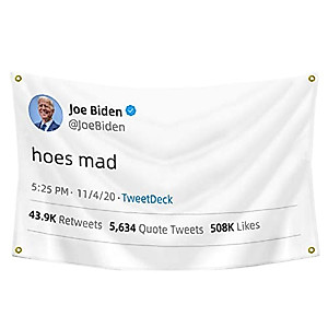 Lixure Hoes Mad Joe Flag Biden 3x5 FT, Funny Tweet Flag -Vivid Color Fade Resistant -4 Brass Grommets Outdoor College Party Wall 90x150 cm
