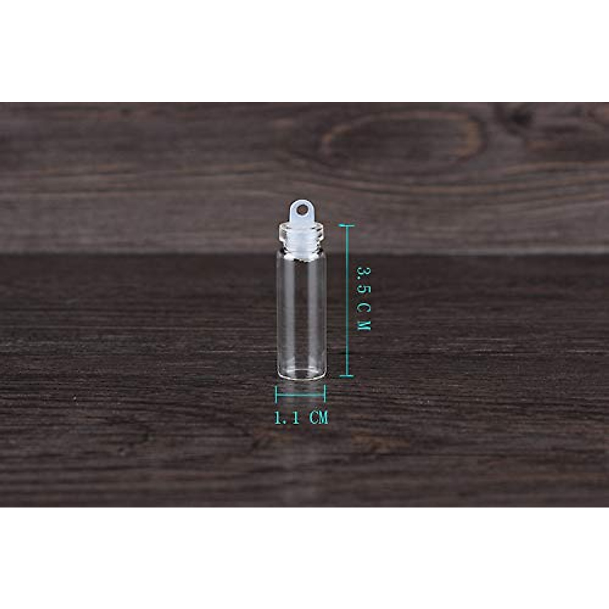 UUYYEO 30 Pcs Mini Glass Wishing Bottles Message Bottle Clear Tiny Jars Vials with Plastic Stopper 1ml
