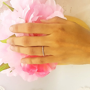 Dazzlingrock Collection Round Pink Sapphire & White Diamond Ladies Wedding Stackable Ring in 14K White Gold, Size 8