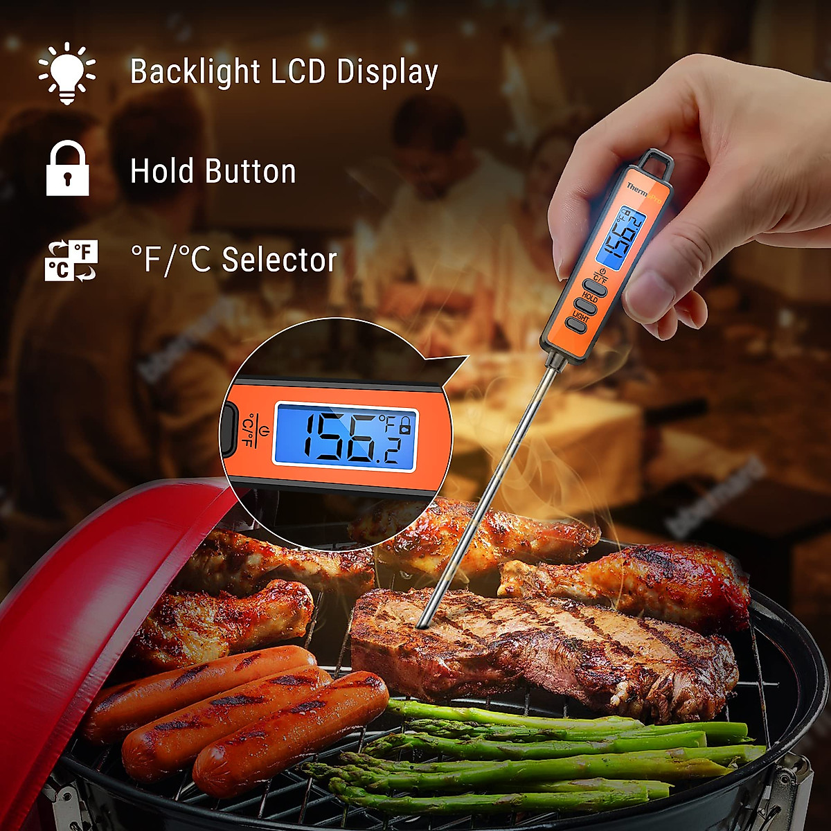 ThermoPro TP01A Digital Meat Thermometer for Cooking + ThermoPro TP06B Digital Grill Meat Thermometer with Probe