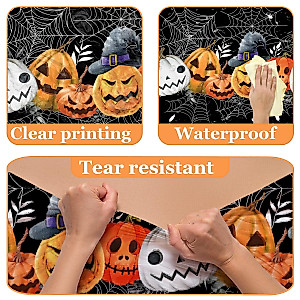 Black Halloween Tablecloth, 3 Pack Halloween Table Cover, Disposable Spider Web Pumpkin Halloween Table Cloths, Halloween Party Favor Supplies for Kitchen Dining Table Decorations