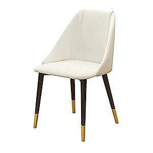 RILOOP Dining Chairs,Modern Pu Leather High Back Padded Soft Seat with Carbon Steel Legs for Office Lounge Dining Kitchen Bedroom Living Room Chairs/White