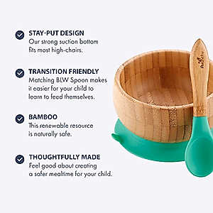 Avanchy Bamboo Baby Divided Plate, Bowl & Spoons Set - Baby Cutlery - Bamboo Kids Bowl - BPA Free Bowl - Bamboo Kids Utensils - Bamboo Kids Bowl (Gray)