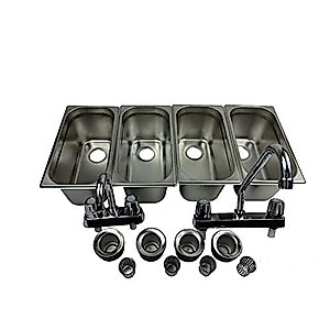 Standard 4 Compartment Sink Set & Hand Washing for Concession Stand Food Trailer