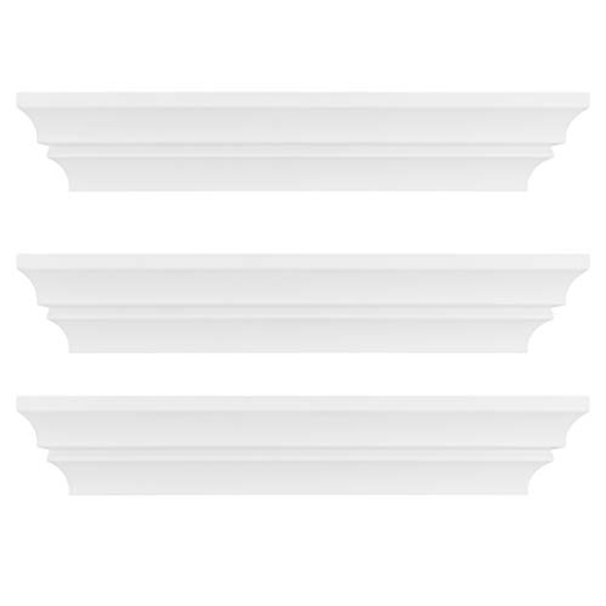 kieragrace Madison Contoured Floating Wall Shelf - White, 16", Set of 3