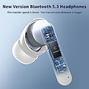 Wireless Earbuds,Bluetooth 5.3 Headphones Build in Noise Cancelling, Bluetooth Earbuds With LED Power Display, Hi-Fi Stereo, Touch Control, Waterproof/Sweatproof Wireless Headphones for iOS/Android
