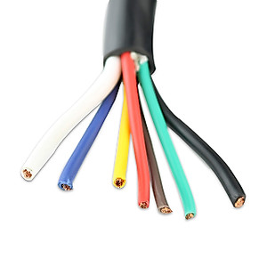 Leisure Cords Heavy Duty 7 Way Plug Inline Trailer Cord with Weatherproof Double Prongs Connector (4 Ft)