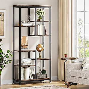 Tribesigns 6-Tier Tall Bookshelf Bookcase Set of 2, Industrial 8-Shelf Open Bookcase Storage Display Book Shelves for Living Room, Home Office