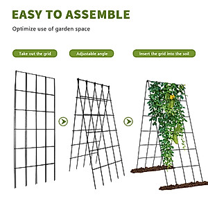 UrGROWA Cucumber Trellis 2 Pack, Foldable A-Frame Garden Trellis for Raised Bed Garden Grow Support with Plant Support Clips, Twist Ties, Plastic Ties, for Cucumber,Tomato, Climbing Plants and Flowers