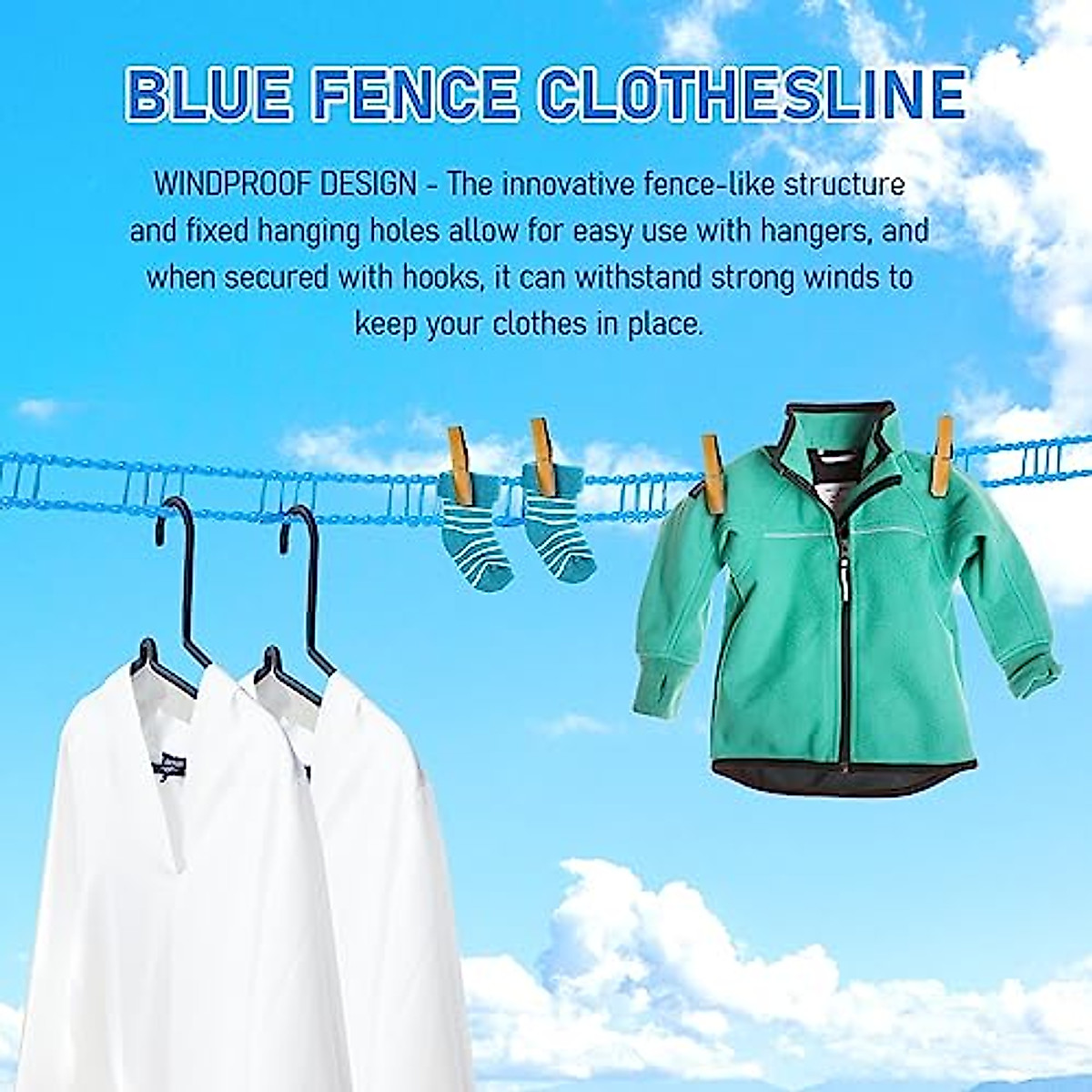 2 Pack Windproof Portable Clothesline with Hooks 16.4 ft Nylon Clothes Line Travel Laundry Line Drying Hanger Rope for Indoor Outdoor Camping Home Hotel Room