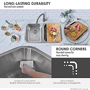 STYLISH 31 1/4 x 18 inch Drop-in or Undermount Stainless Steel Double Bowl Kitchen Sink with Standard Strainers, S-200T