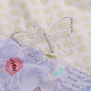 CribMATE 2 PCs Pink Butterfly Themed Nursery Crib Bedding Set 2 PCs Purple Butterfly Nursery Crib Bedding Set Embroidery Butterfly Baby Girl Bedding Cot Set Quilt + Fitted Sheet, 28 X 52