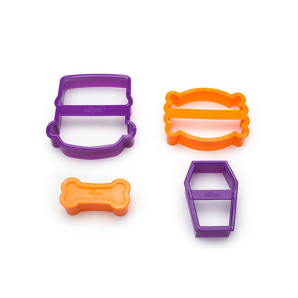 Fox Run Nesting Halloween Cookie Cutters, Set of 4, Frankenstein, Spider, Coffin, and Bone