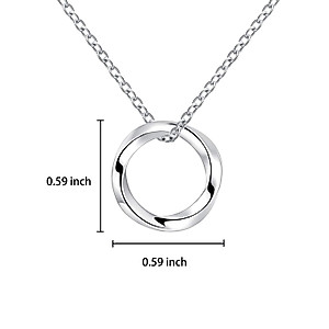 JXJL Circle Pendant Necklace for Women Dainty Eternity Mobius Circle of Life Jewelry 925 Sterling Silver Christmas Birthday Gift for Wife