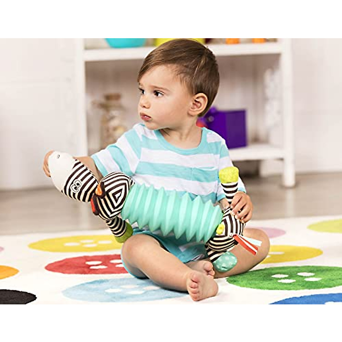 B. baby – Sensory Zebra Plush – Zebra Accordion – Interactive Stuffed Animal – Musical Baby Toy – 6 Months + – Squeezy Zeeby