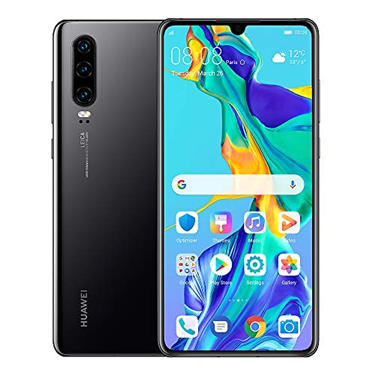 Huawei P30 128GB+6GB RAM (ELE-L29) 6.1" LTE Factory Unlocked GSM Smartphone (International Version) (Black)