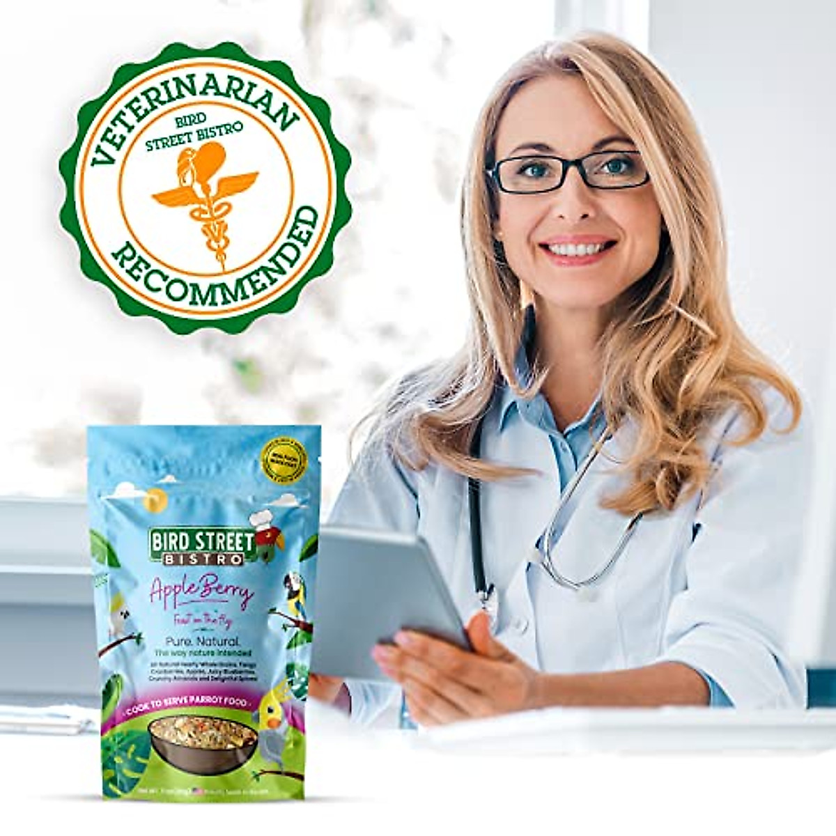 Bird Street Bistro Parrot Food Sample 4 Pack - Parakeet Food - Cockatiel Food - Bird Food - Cooks in 3-15 min w/Natural & Organic Grains - Healthy, Non-GMO Fruits, Healthy Orientated Spices