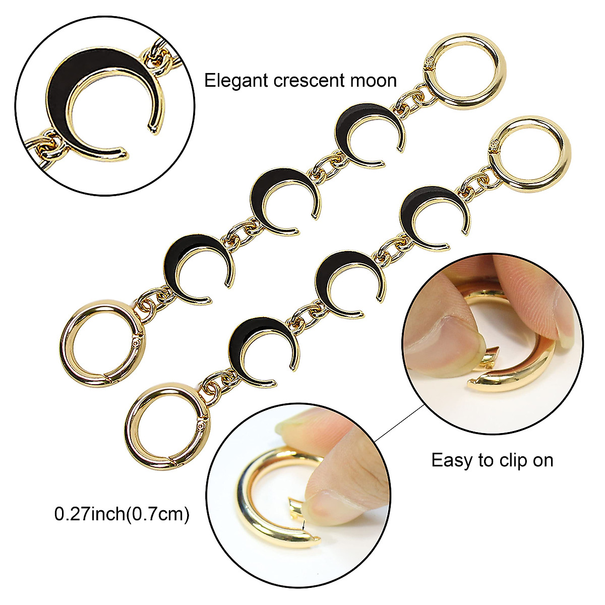 FKKWUOT Gold Purse Chain Strap,Purse Strap Extender for Coach Bag,Chain Replacement Accessories for Crossbody and Various Styles Bags (Black)