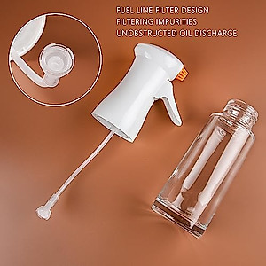 Calicage Olive Oil Sprayer for Cooking 230ml Glass Oil Spray Bottle for Kitchen Reusable Food Grade Oil Mister Spray Bottle for Air Fryer,Salad Making,Baking,BBQ (White)