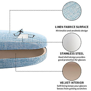 CHZZMS 6 Pack Hard Shell Eyeglasses Case Protector Linen Fabrics Glasses Case for Men Women